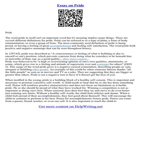 Pride Essay | PDF