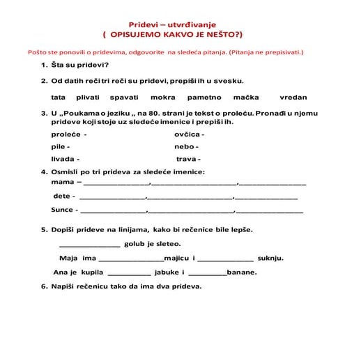 Pridevi | DOCX