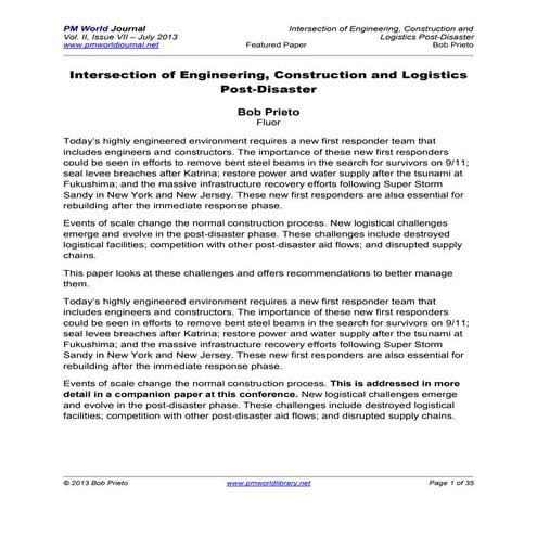 Prieto intersection of engineering construction logistics | PDF