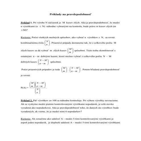 Priklady na pravdepodobnost | PDF