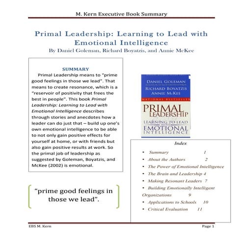 Primal leadership summay | PDF
