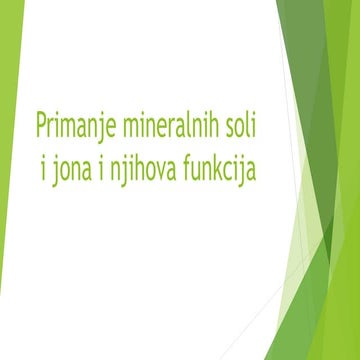 Primanje mineralnih soli i jona i njihova funkcija | ODP