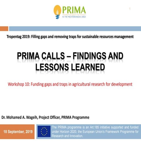 PRIMA CALLS – Findings and Lessons learned | PPTX