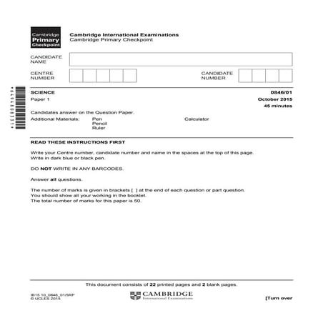 Primary checkpoint-science-0846-october-2015-paper-1 | PDF