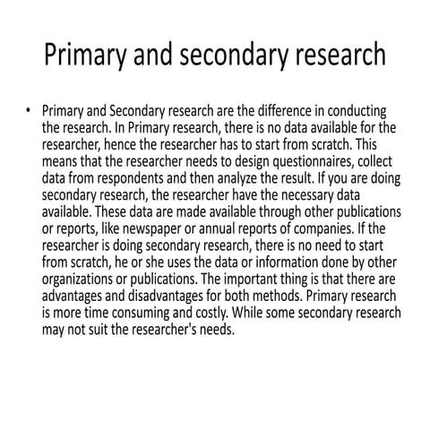Primary and secondary research | PPTX
