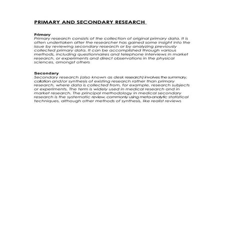 Primary and secondary research meg | PDF