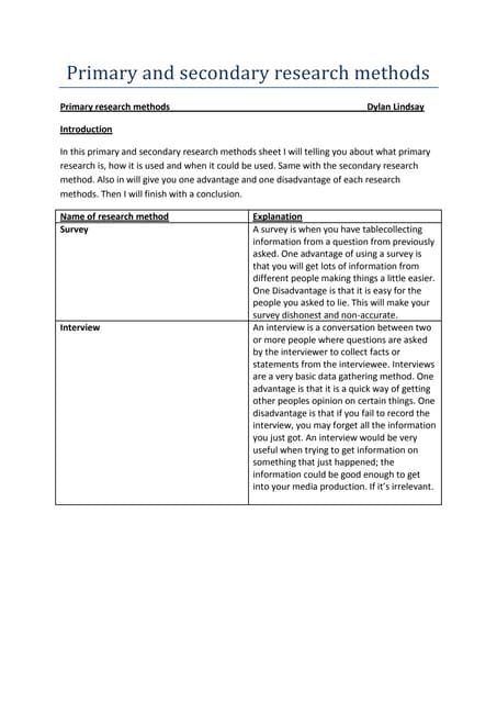 Research methods table: jjd | PPT
