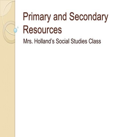 Primary and secondary resources | PPTX