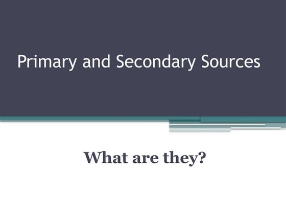 Primary and Secondary Sources | ODP | Secondary Education | Education
