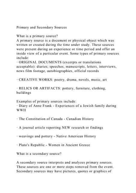 Primary and Secondary Sources | ODP | Secondary Education | Education