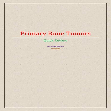 Primary bone tumors | PDF