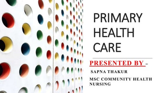 Concept of primary health care | PPT