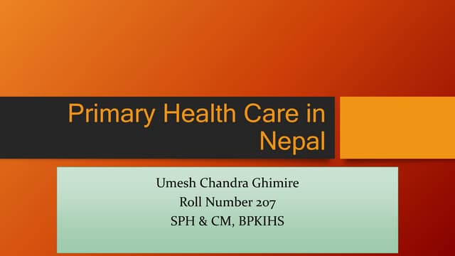 Health care delivery system of nepal | PPTX