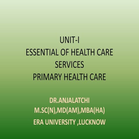 Concept of primary health care | PPTX