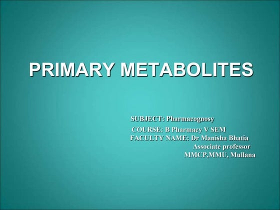 Basic metabolic pathways i | PPT