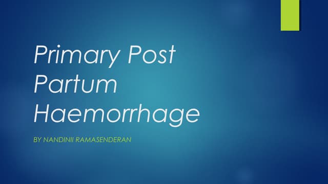 Management of postpartum haemorrhage | PDF