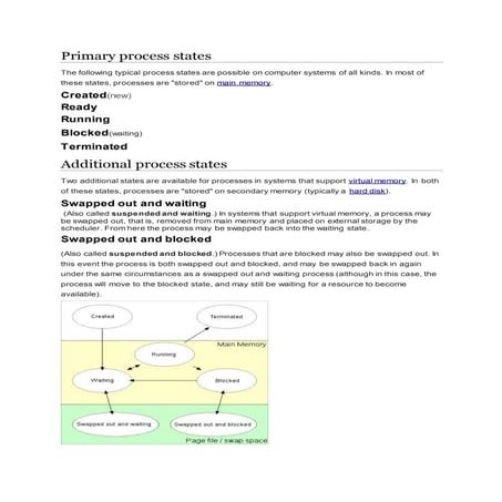 Primary process states | DOCX | Operating Systems | Computer Software ...