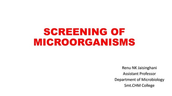 Screening of industrial microorganisms | PPT
