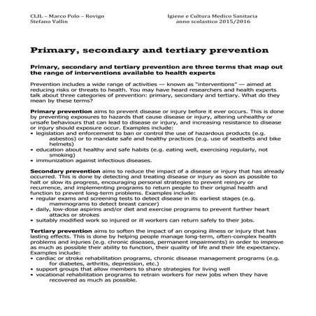 Primary, secondary and tertiary prevention | PDF