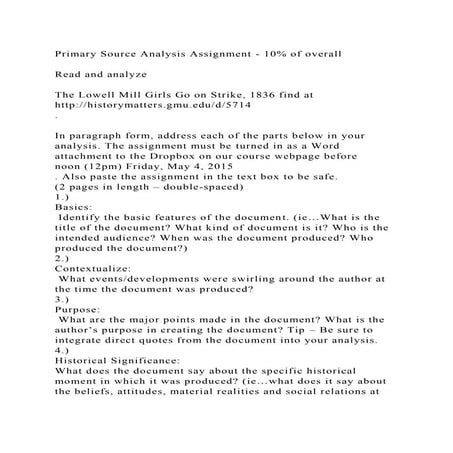Primary Source Analysis Assignment - 10 of overallRead and anal.docx