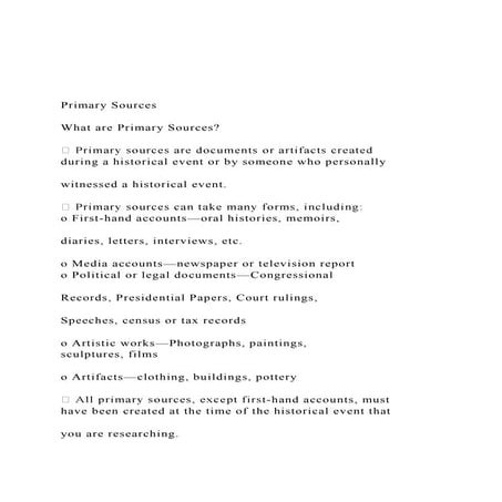 Primary Sources What are Primary Sources Primary.docx