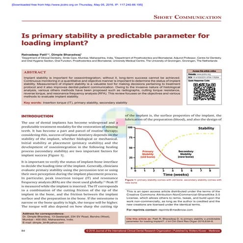 Primary stability a predictable parameter | PDF | Operating Systems | Computer Software and ...