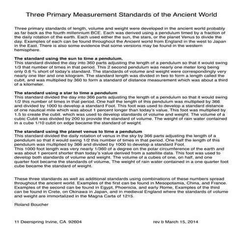 Three Primary Standards ofMeasurement in the Ancient World | PDF