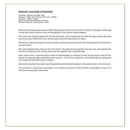 Primary teacher interview | PDF