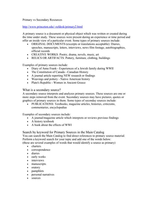 Primary v. Secondary Sources | PPT
