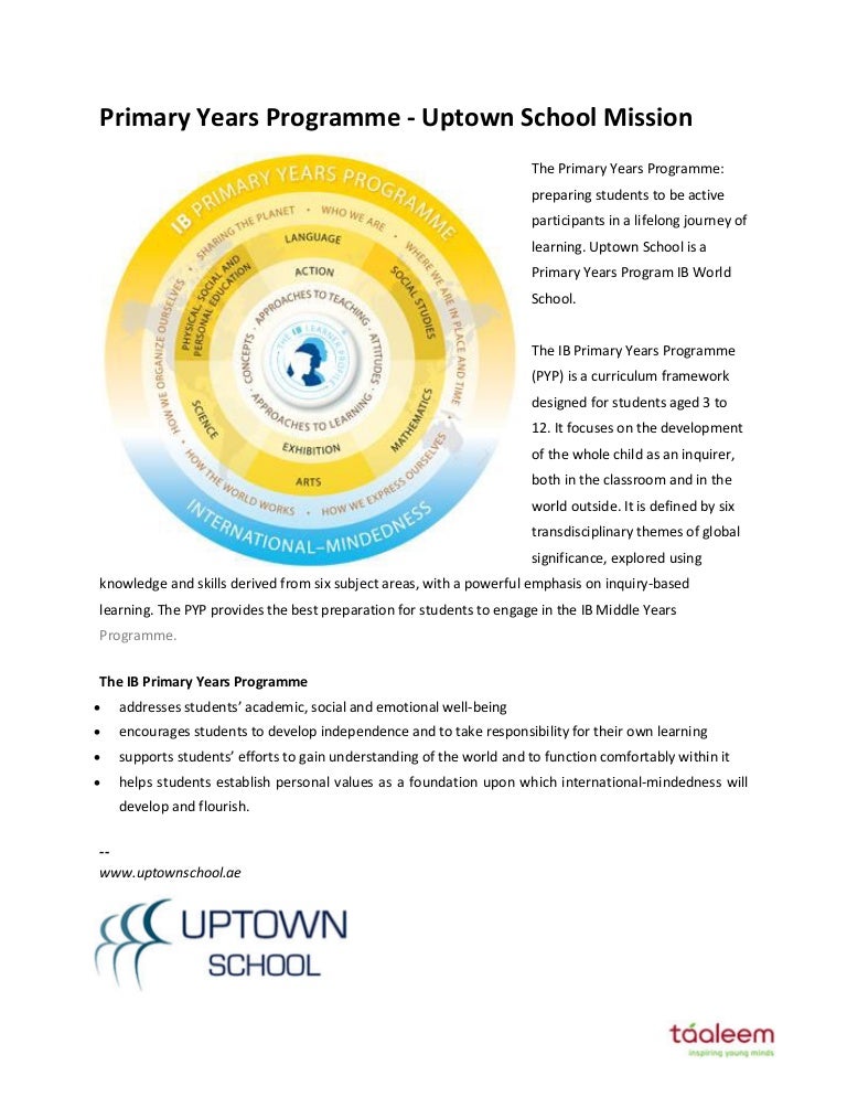 Primary years programme uptown school mission