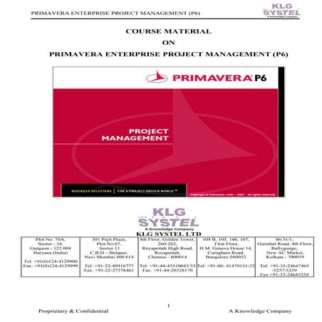 Primavera p6 manual edited | PDF