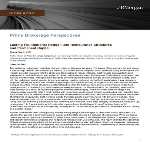 JP Morgan Prime Brokerage Perspectives 4Q 2013 | PDF