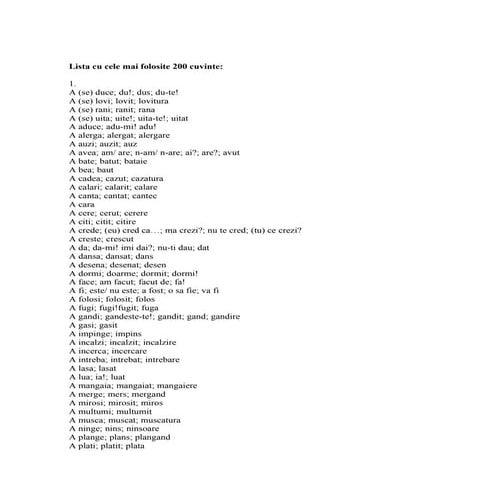 Primele 200 cuvinte | DOC
