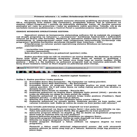 Primena racunara vezba 1 - ovladavanje windowsom new | PDF