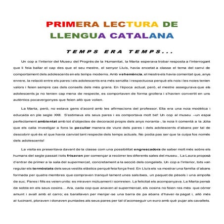 CATALÀ, PRIMER TEXT | PDF