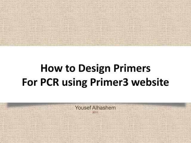 How to use primer blast for checking primer specificity | PDF