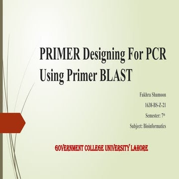 PRIMER Designing For PCR Using Primer BLAST presentation.pptx