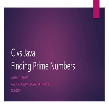 C Vs Java Finding Prime Numbers Ppt 