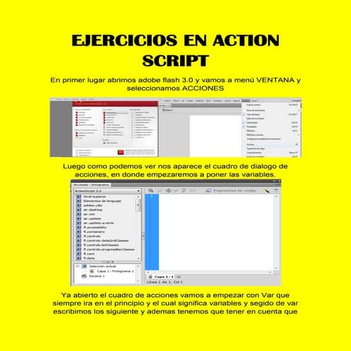 Primeros ejercicios en action script | DOCX
