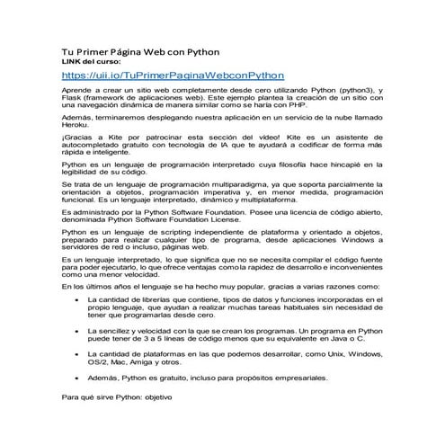 Tu Primer Página Web con Python | DOCX