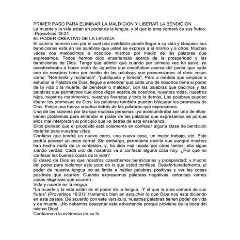 Oración para romper maldiciones impuestas | PDF