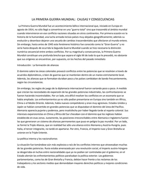 Diapositivas la primera guerra mundial | PPT
