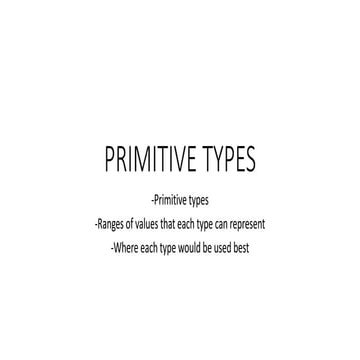 Primitive types | PPT