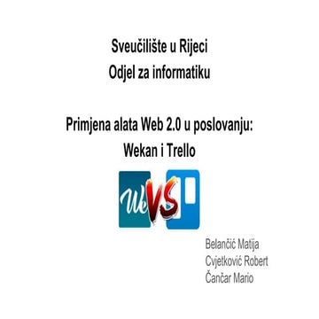 Primjena alata Web 2.0 u poslovanju Wekan i Trello | PPTX