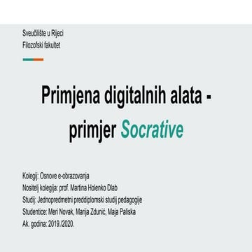 Primjena digitalnih alata - Socrative | PPT