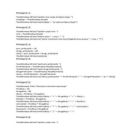 Primjer 2.1. do primjera 2.7 | DOCX