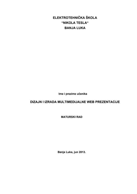 Maturski rad izgled | PDF