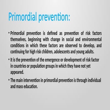 primodial prevention level of prevention | PPT