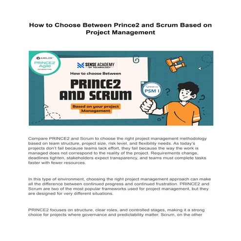 How to Choose Between Prince2 and Scrum Based on Project Management? | PDF