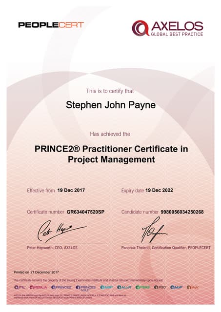 Prince2 practitioner certificate in project management | PDF